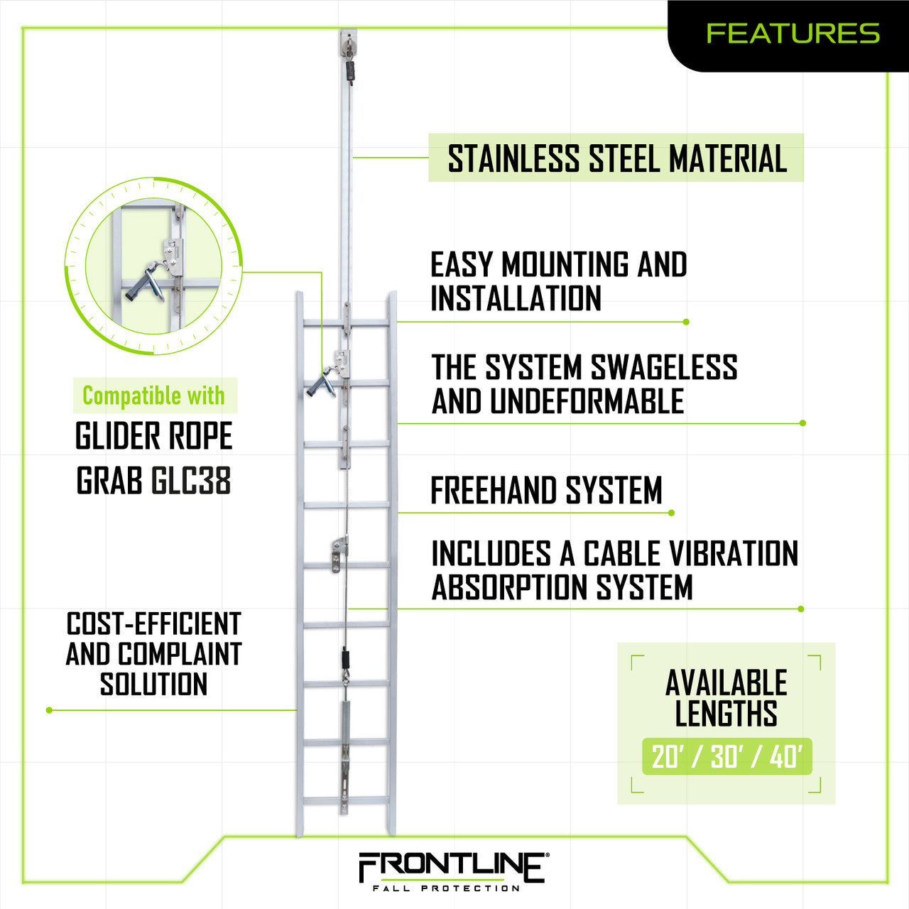Frontline VLCS Ladder Cable Vertical Lifeline System (Stainless Steel ...